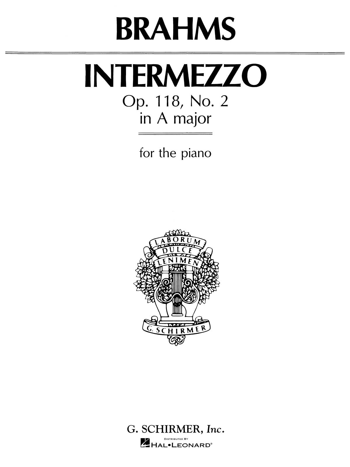 Intermezzo in A Major Op. 118 No. 2 (Piano) - Johannes Brahms – ウィンズスコア