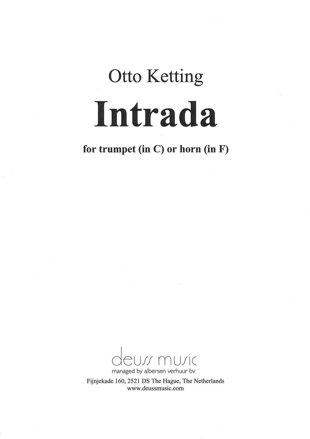 イントラーダ（Trumpet in C or Horn in F）／Intrada (Otto Ketting) (Deuss Music ...