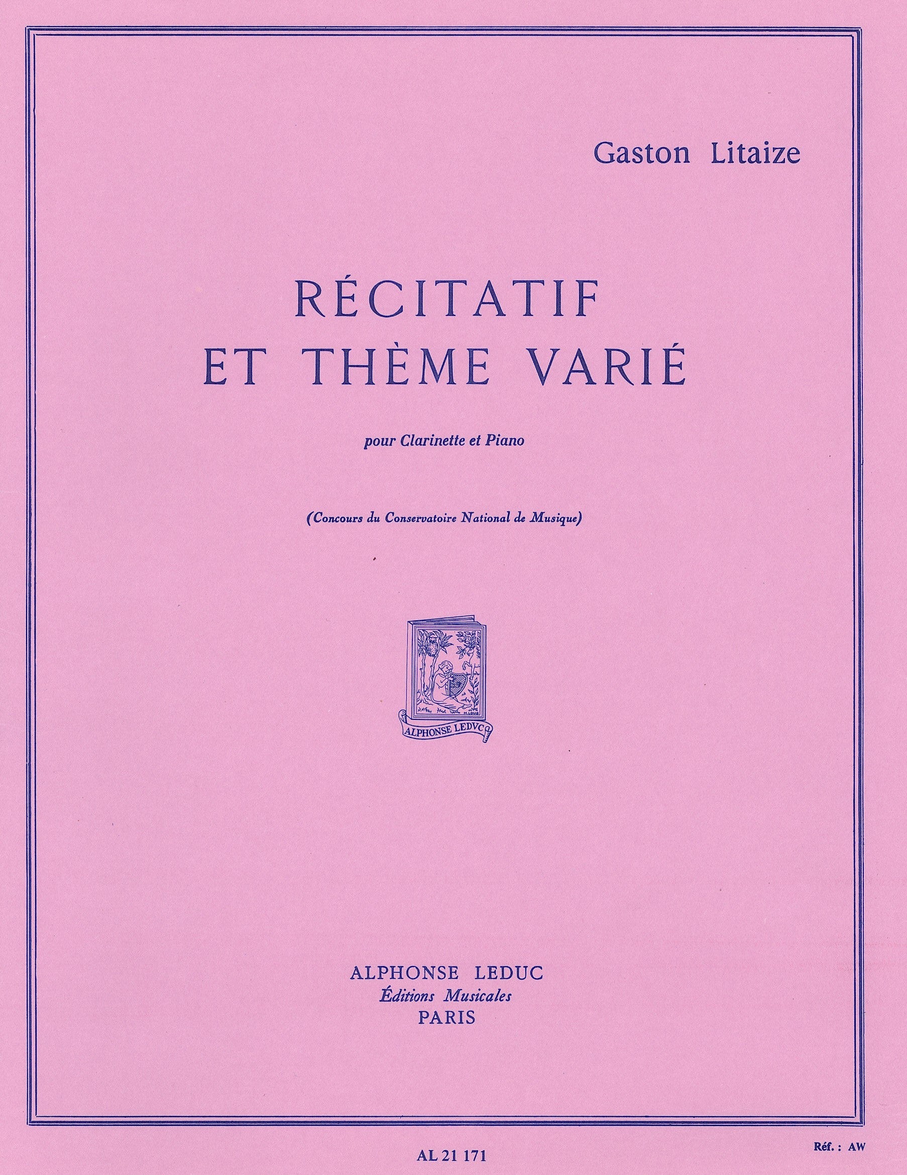 レチタティーヴォと主題変奏（クラリネットソロ）／Recitatif et Theme Varie – ウィンズスコア